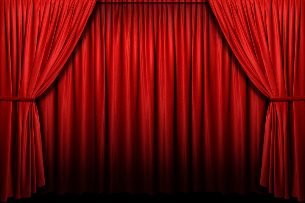 Red stage curtain with arch entrance | The Off Broadway Theatre Red stage curtain with arch entrance | The Off Broadway Theatre